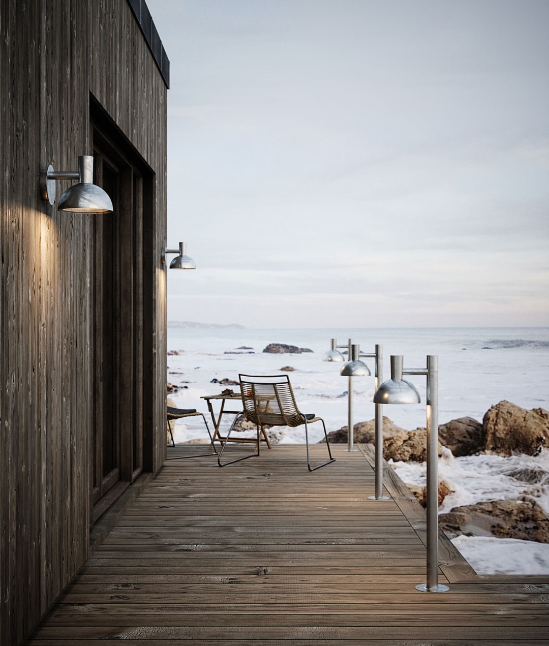 1 metre tall light bollard. Black or Galvanised Finished - No-Glare ...