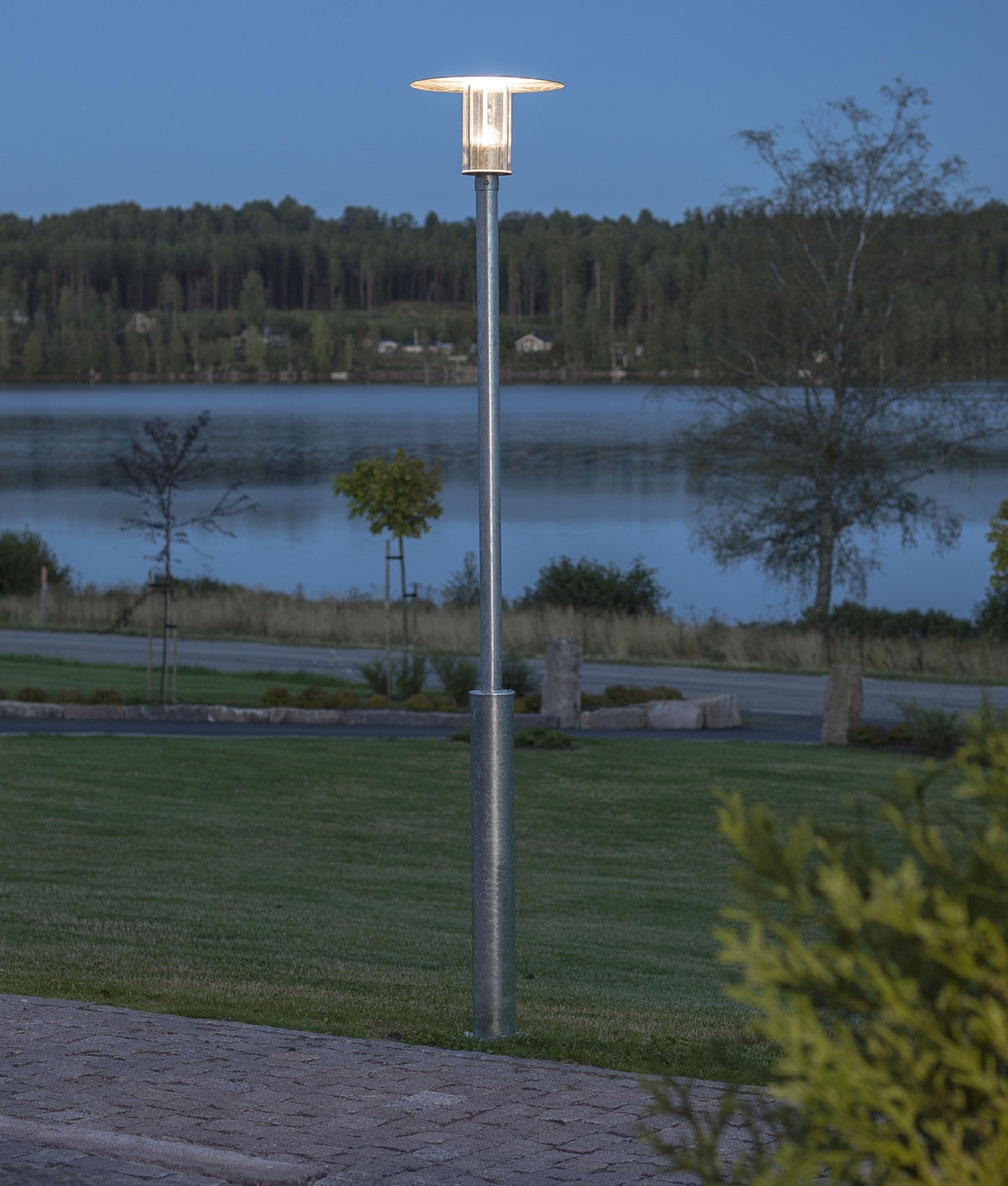 Exterior Raw Galvanised Post Lamp Height 2200mm