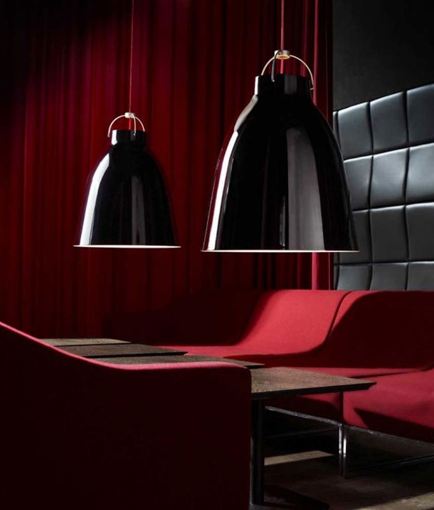Caravaggio Pendants from Fritz Hanse in Black Gloss with Red Flex