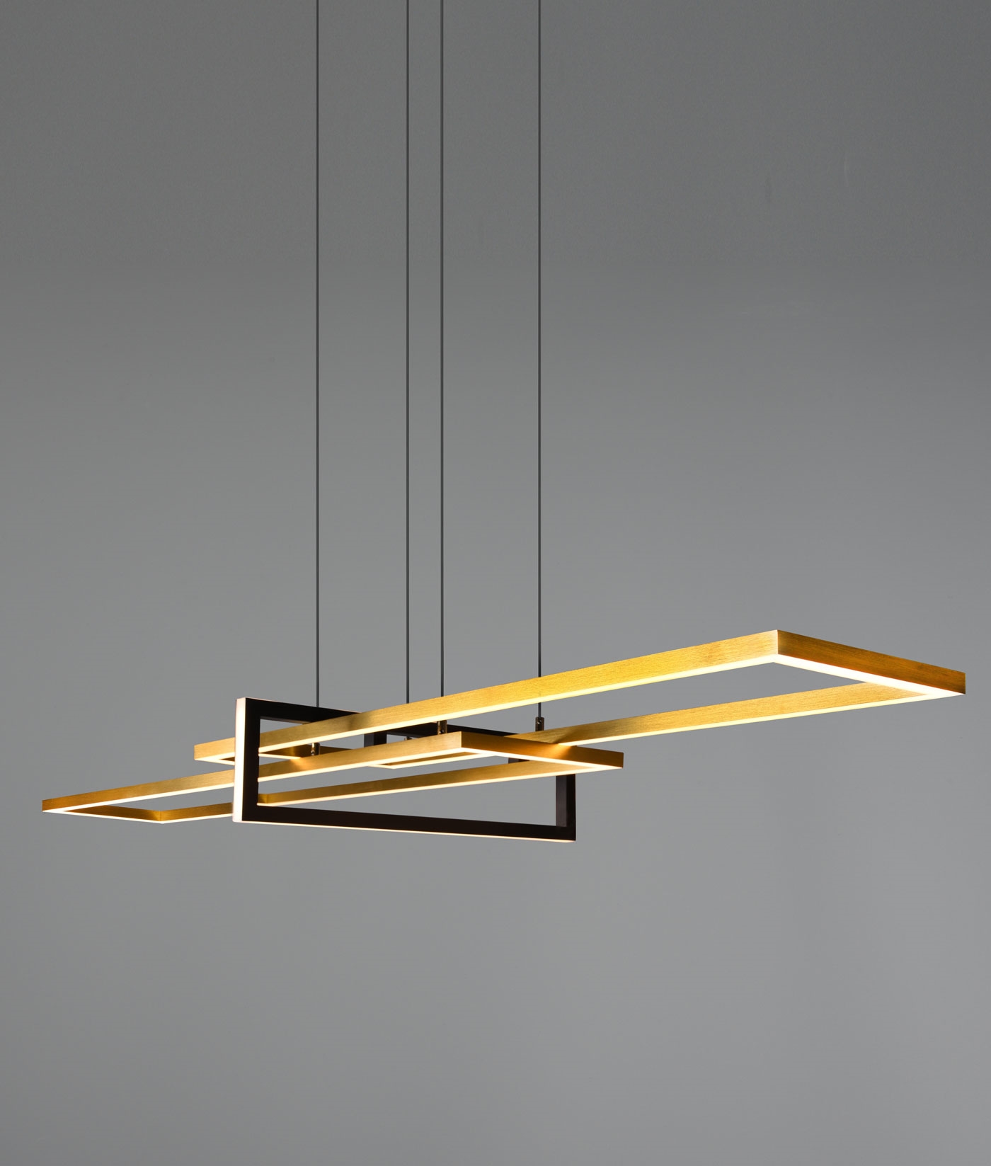 Gold and Black Linear Suspensed Modern Pendant Light