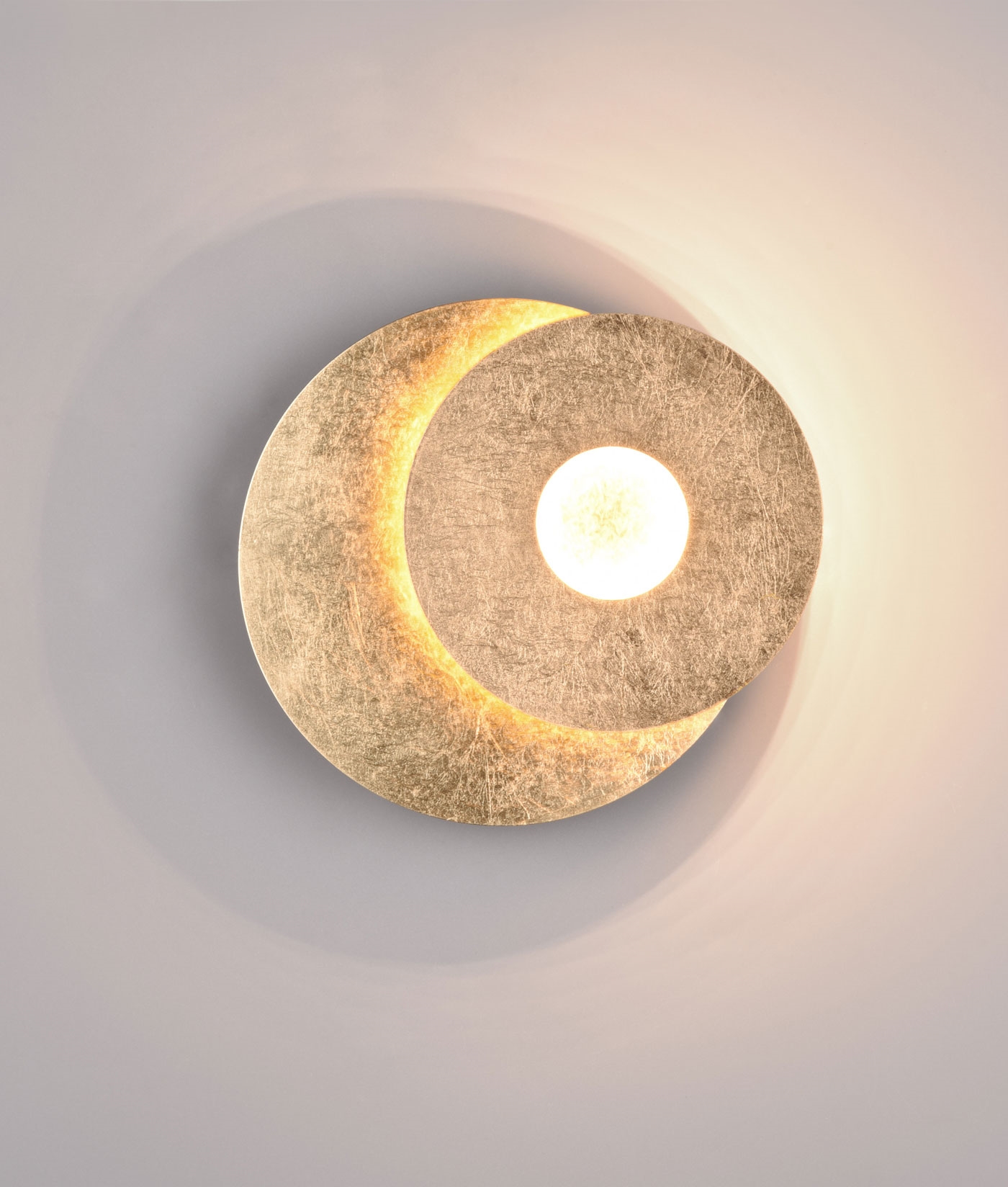 Round LED Wall Light with Circular Adjustable Light Source in Gold Finish