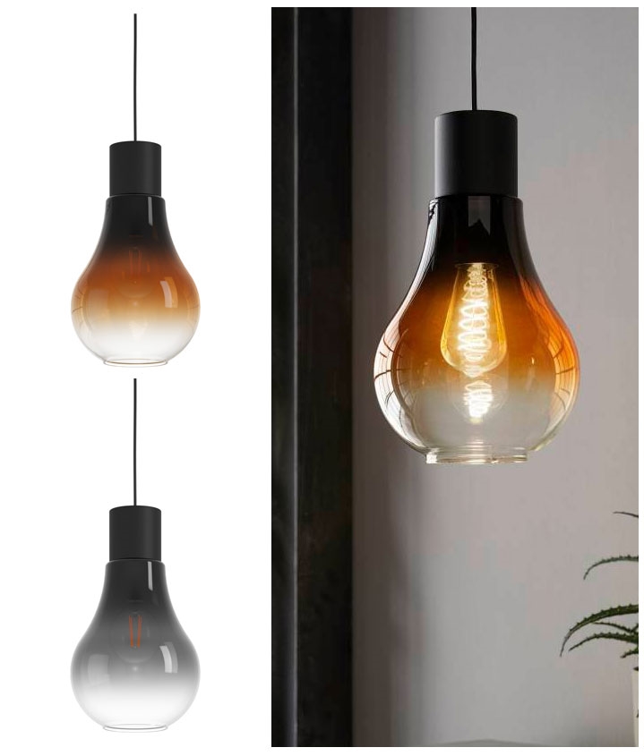 Large Bulb Design Pendant with Graduated Glass