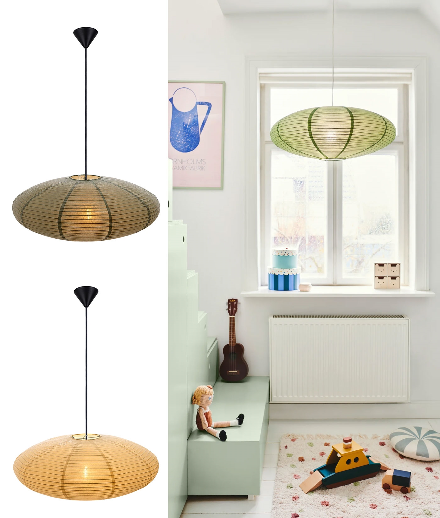 Budget Large Rice Paper Round Shade - Yellow or Green