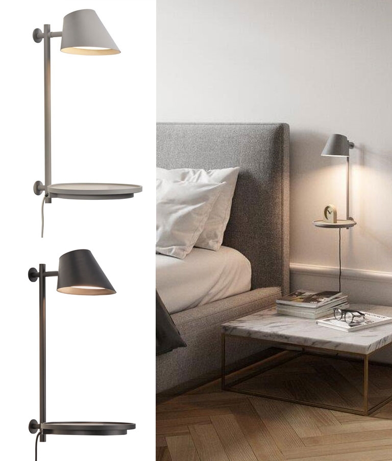 Wall Light with Shelf, Touch Dimmable & USB Charger