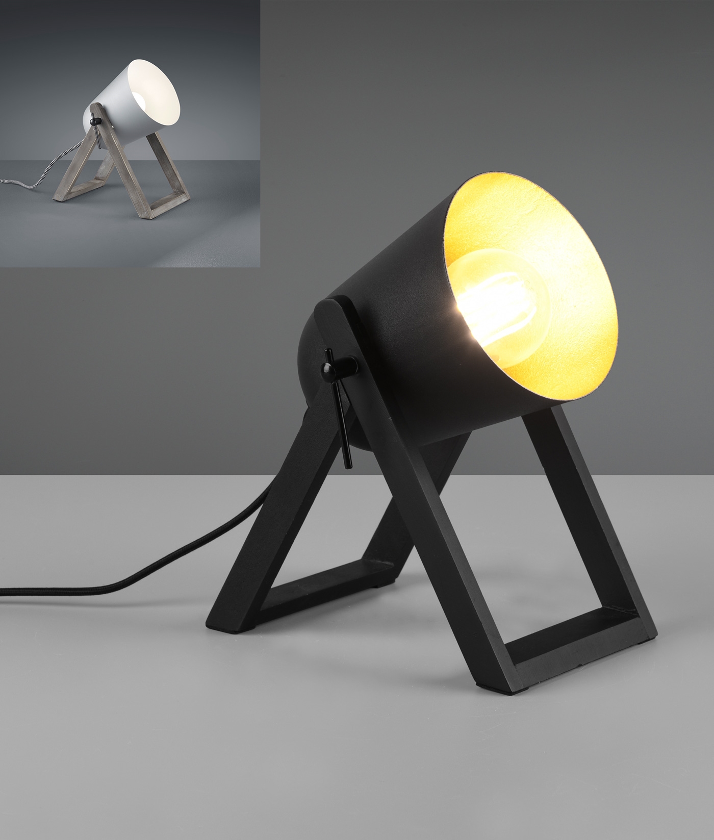 Lamphead on Adjustable Wood Stand for Floor or Table