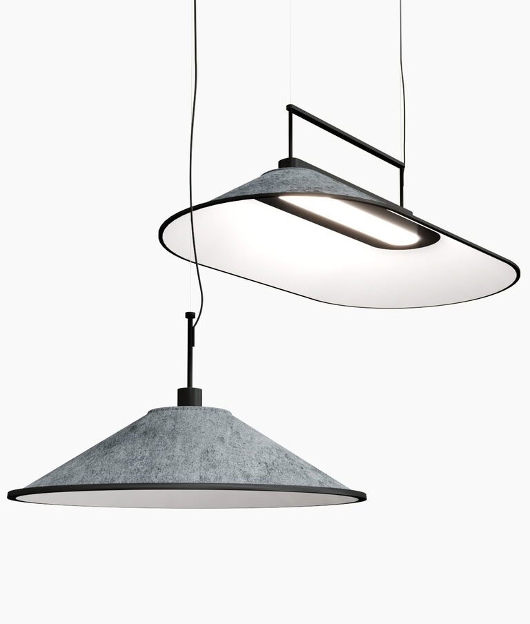 Grey Felt Suspended Wide LED Ceiling Light