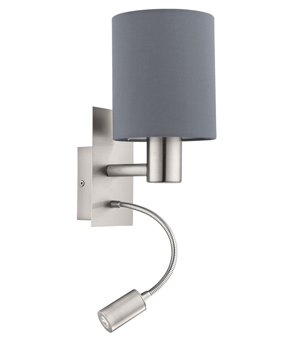 Bedside Wall Light with Shade and Adjustable LED Spot Light - Dual Function