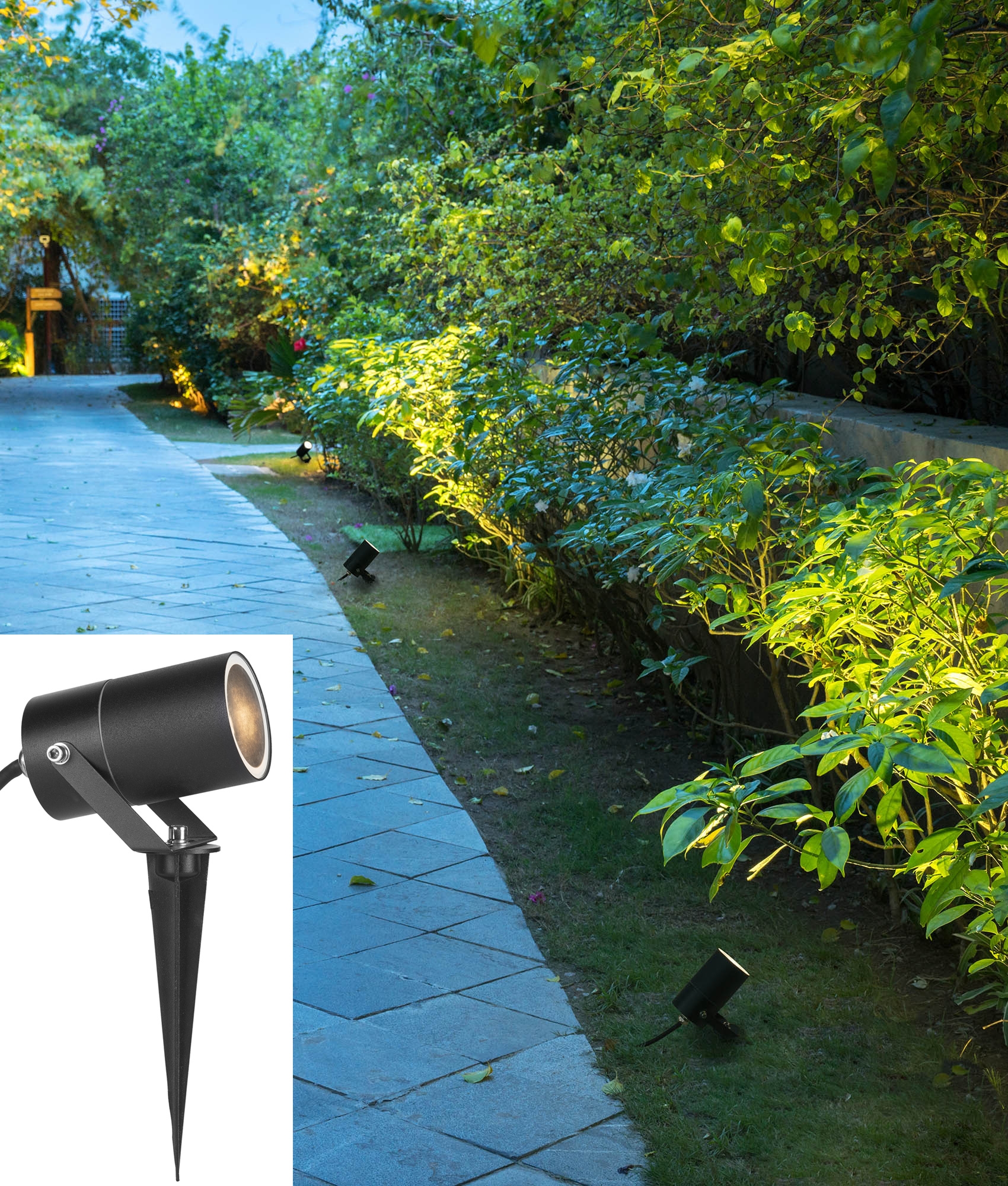 Straight to Mains GU10 Modern Black Aluminium Ground Spike