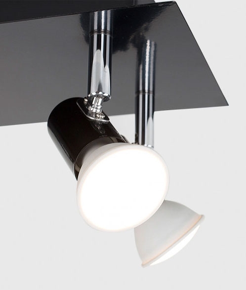 Fully Adjustable Rectangular Ceiling Plate with 6 Spots - Glossy Black ...