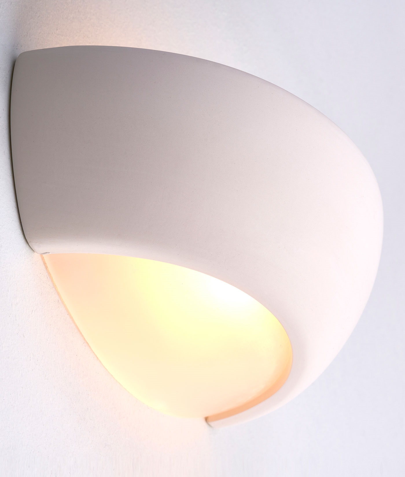 Plaster Semi-Circular Wall UpLight with Bottom Diffuser - Can be Painted