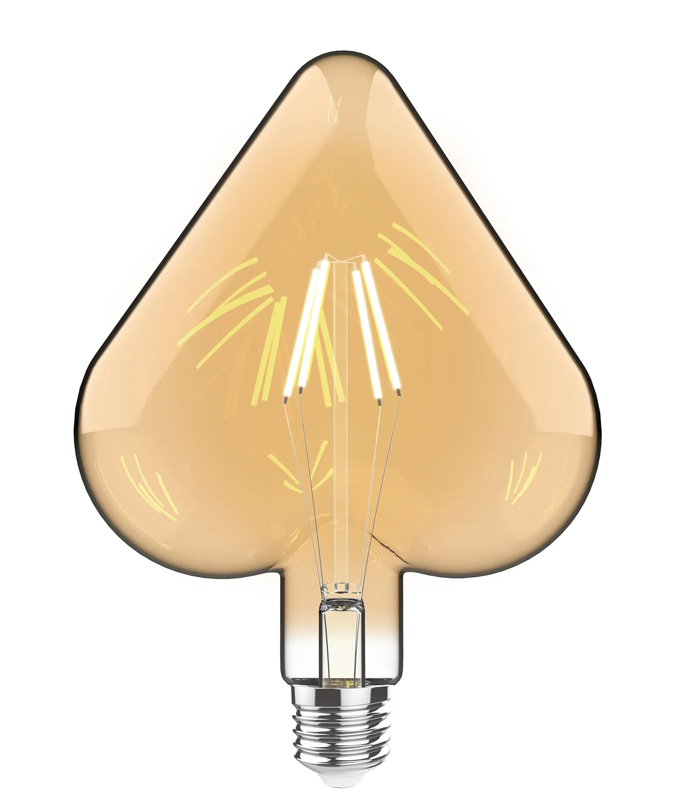 Heart Shape Light Bulb - E27 LED Filament - Amber Glass