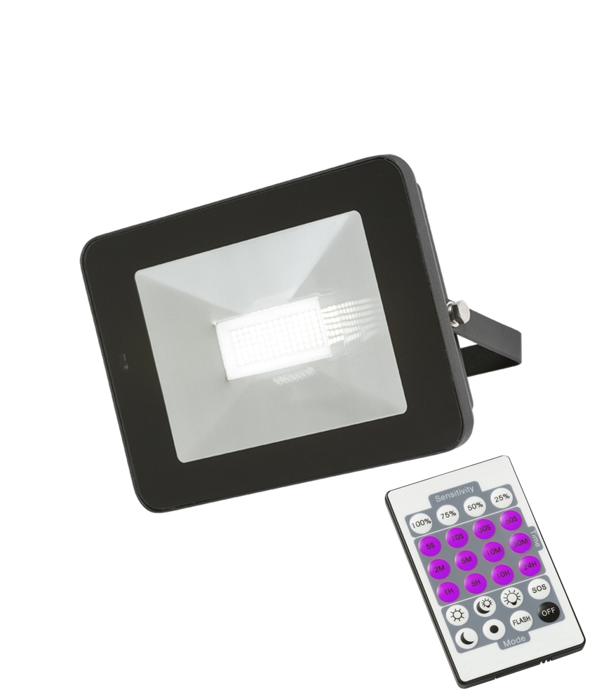 LED Microwave Movement Sensor Floodlight - Programmable with remote control