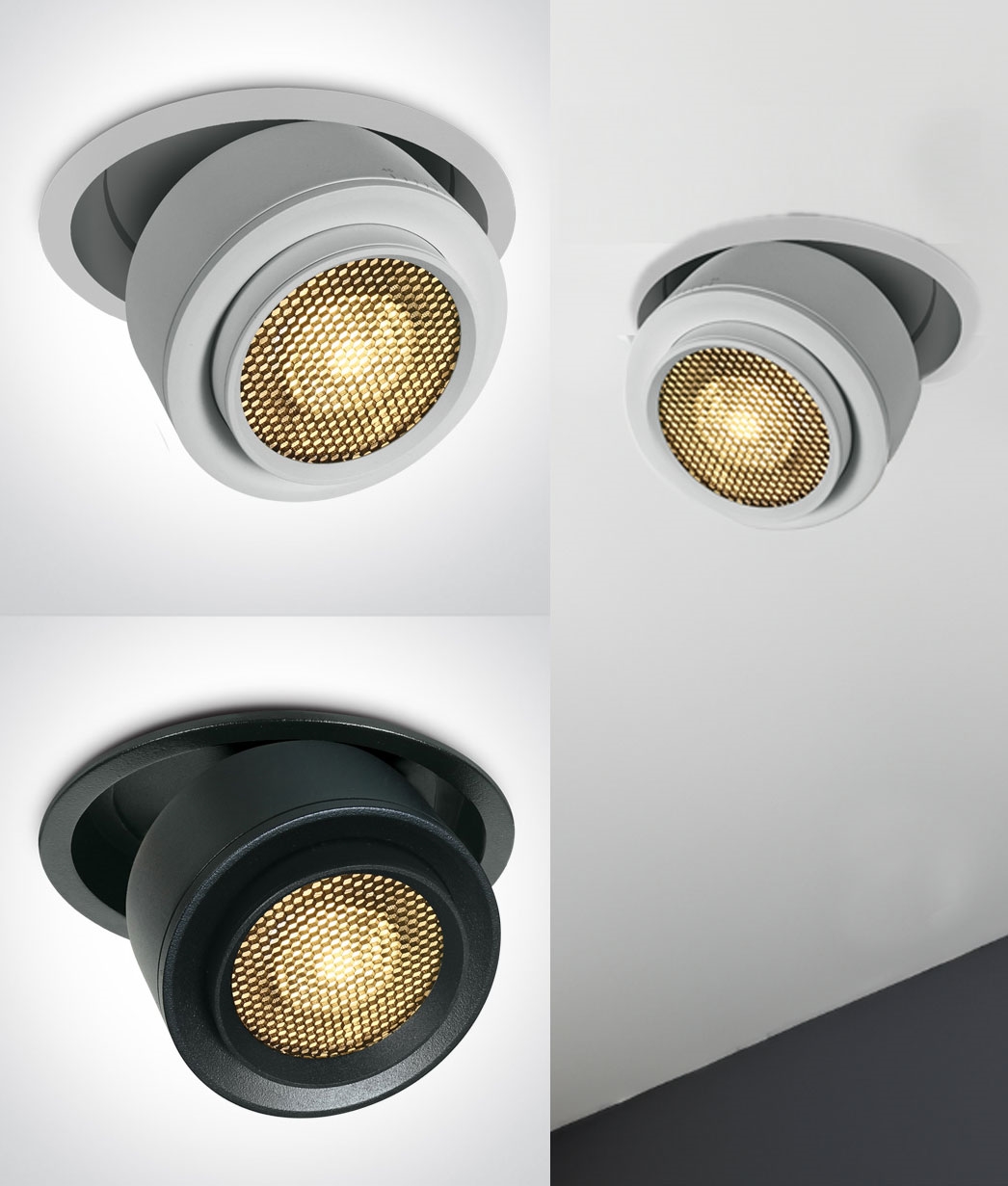 LED Recessed and Adjustable Ceiling Downlight with Honeycomb Filter