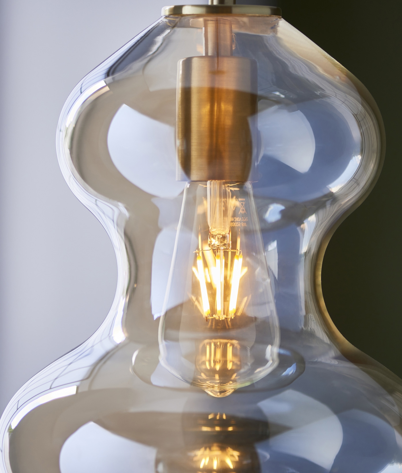 Champagne Coloured Glass Pendant Light in Hourglass Design