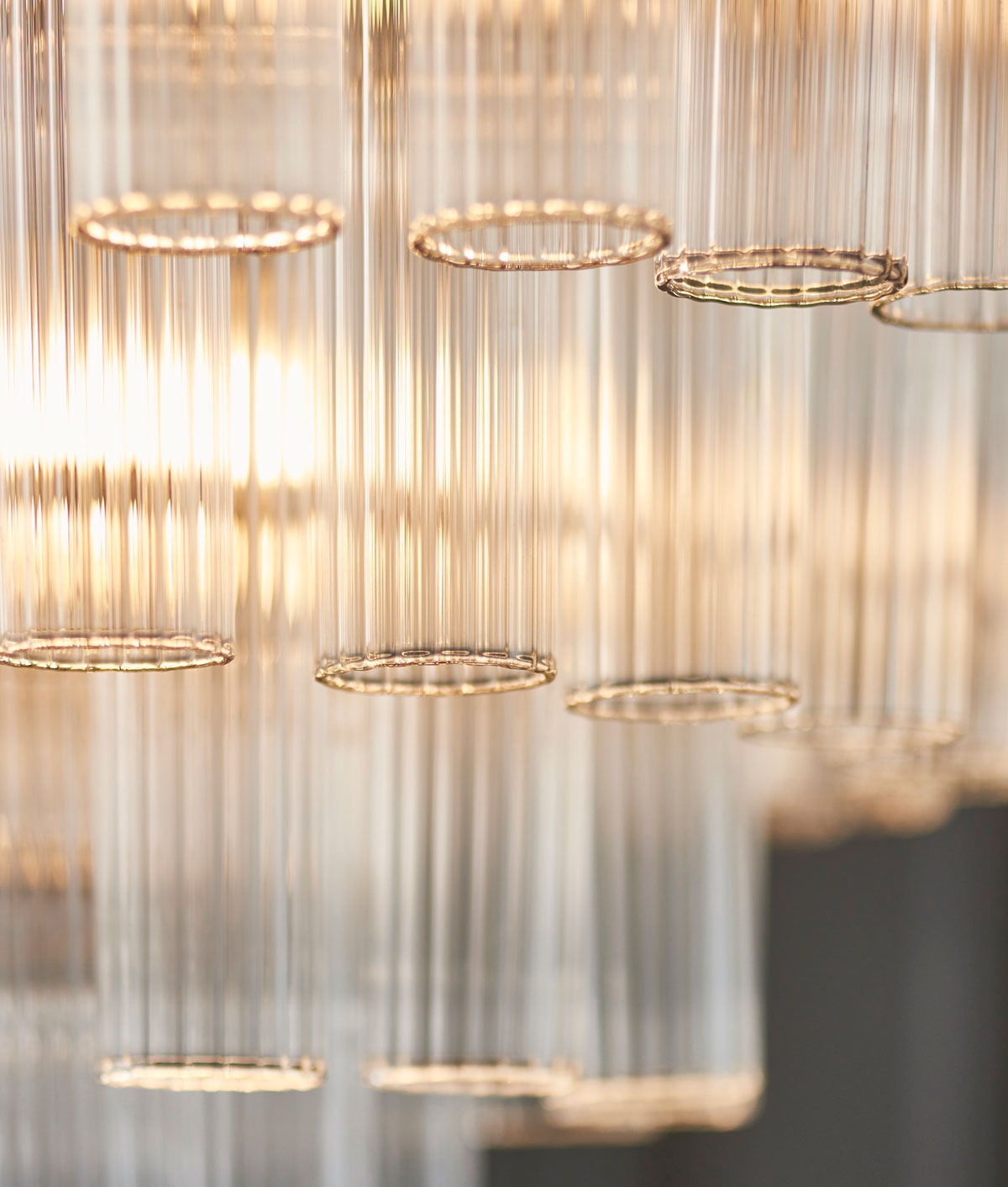 5 Tier Stunning Chandelier with Reeded Cylinder Glass Tubes