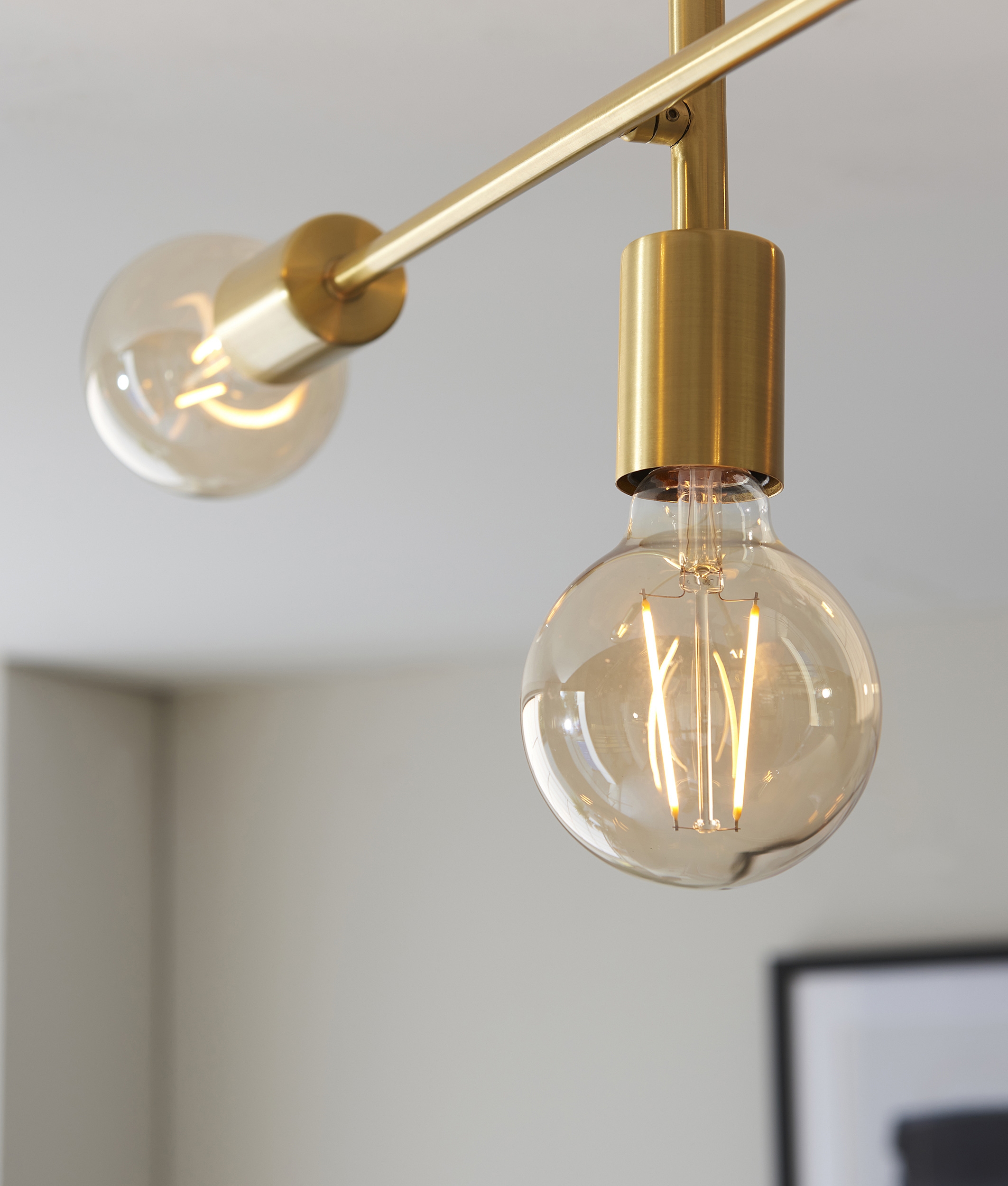 5 Bare Lamp Ceiling Light for Low Ceilings in Satin Brass