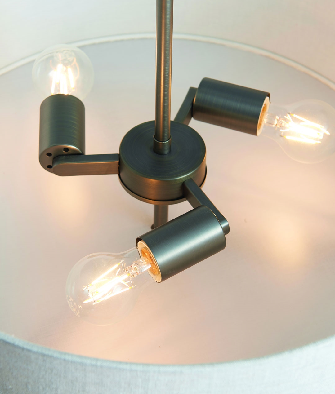 Natural Linen Drum Shade Telescopic Ceiling Light