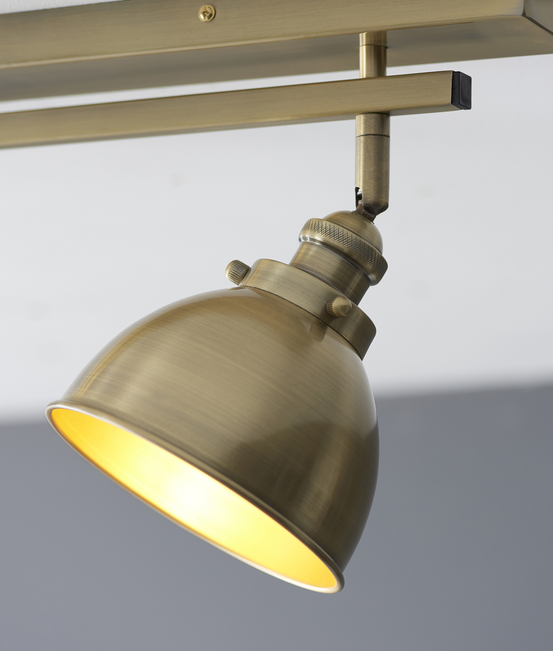 Antique Brass Industrial Style 3 Light Spot Bar - Flush Mounted