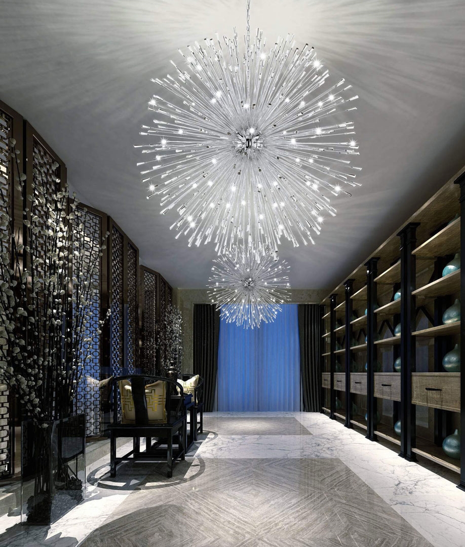 Crystal Explosion Pendant - Gold or Chrome Finish - 2 Sizes