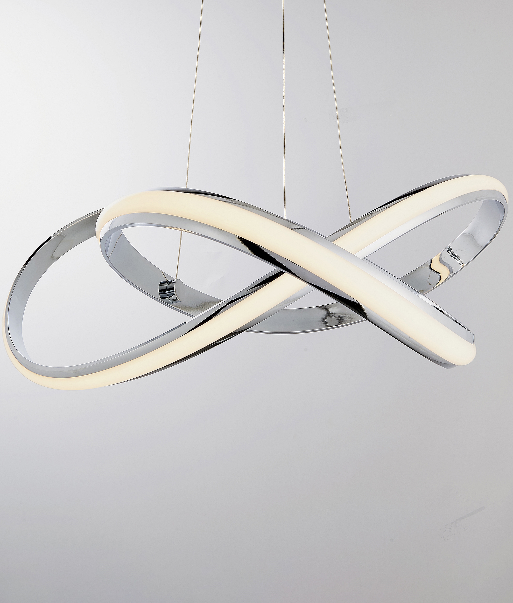 Contemporary Sculptural Wire Suspended Chrome LED Pendant Lamp