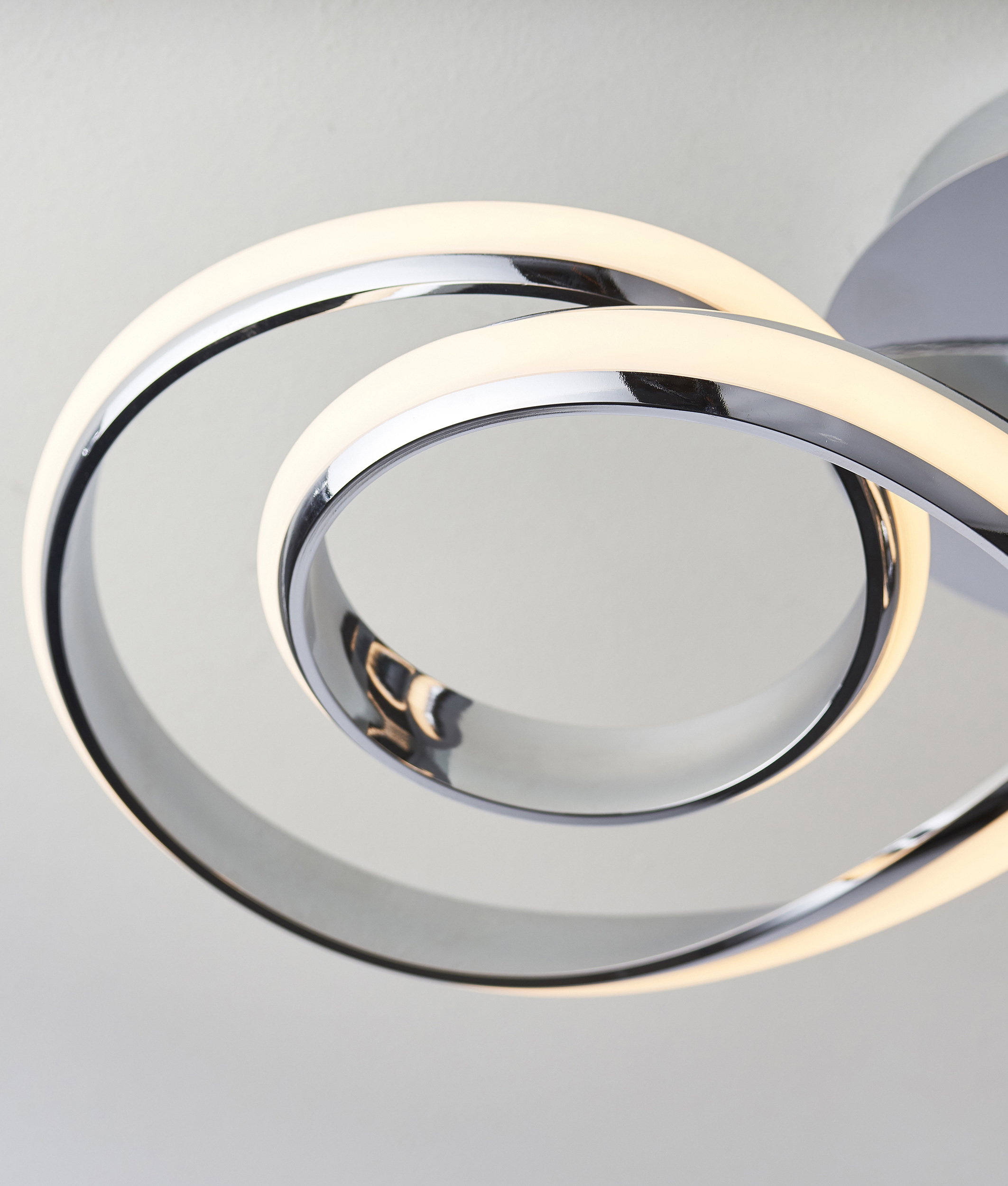 Contemporary Sculptural Chrome LED Semi-Flush Ceiling Lamp