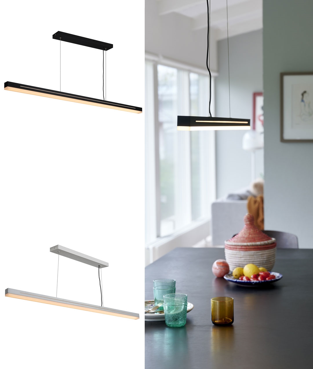 LED Linear Suspended Light Pendant with 3 Stage Dimmer - 115cm Long