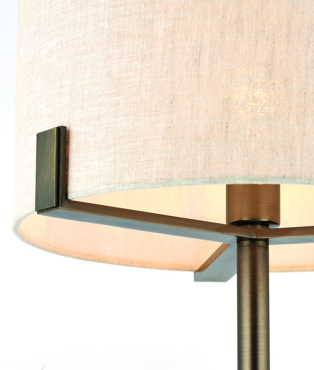 Table Lamp in Brushed Bronze with Natural Linen Shade