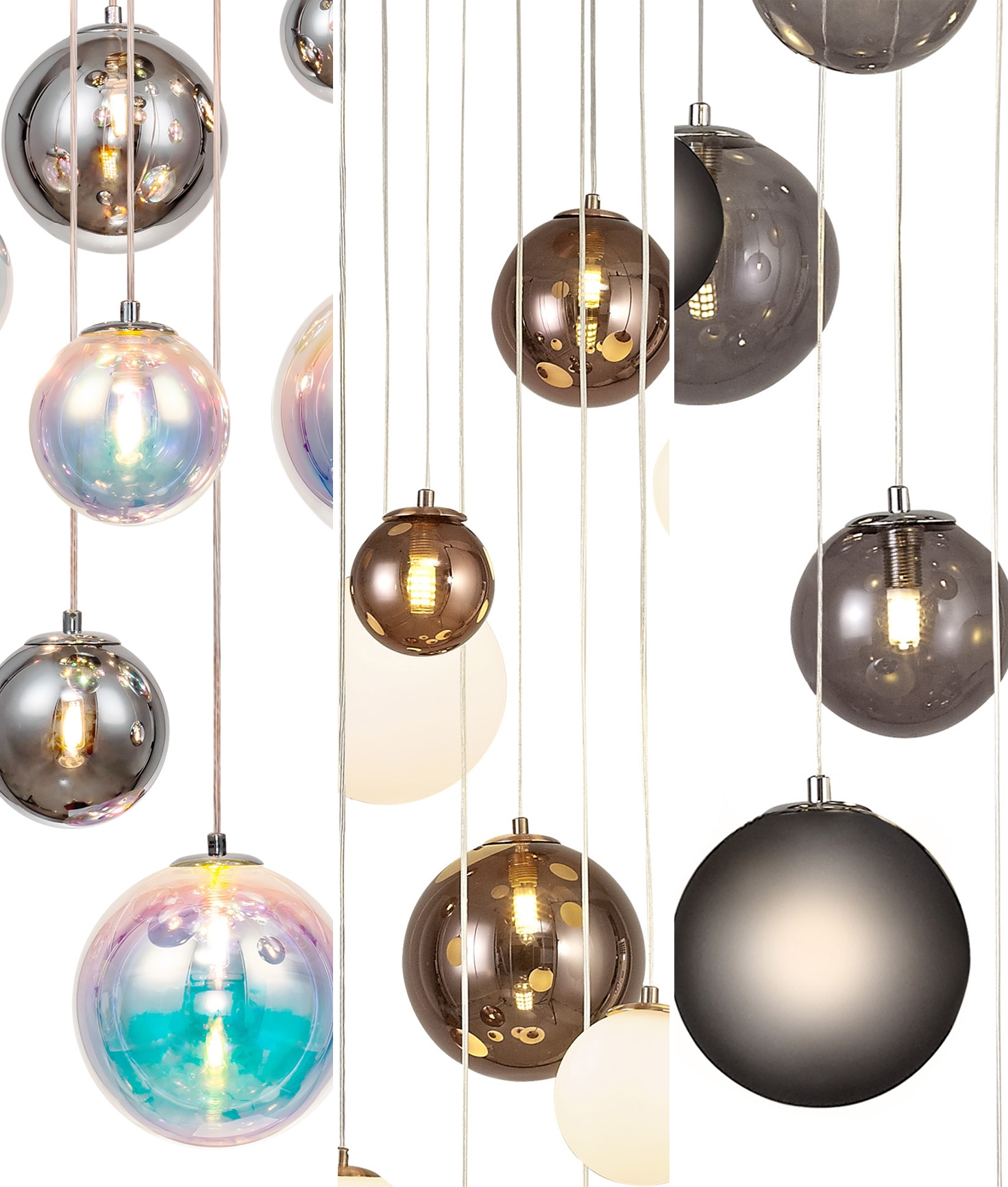 Modern 16 Lamp Round Cluster Pendant - 3 Finishes