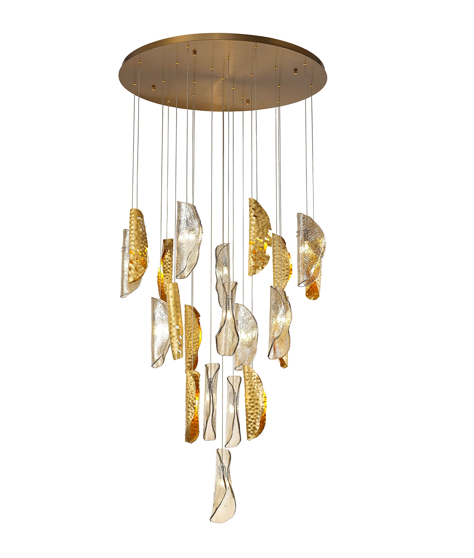 5 Metre Drop Elegant Glass and Metal Shade Fixture