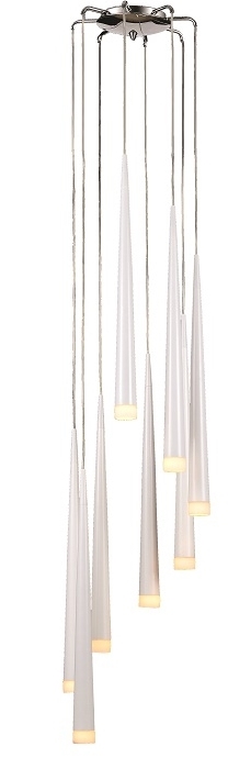 Long Drop Fluted 8 Shade Light in Black, White or Chrome Finish