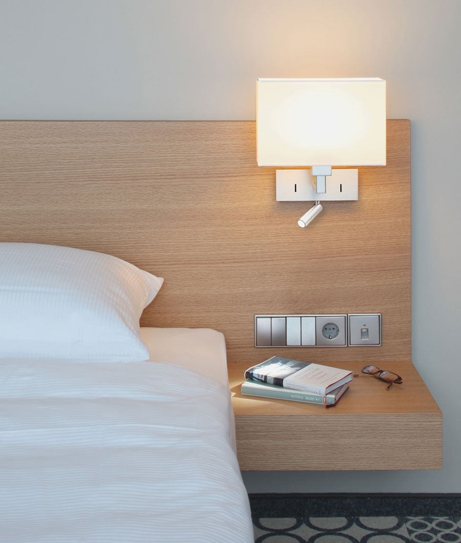 Bedside Wall Light with Dual Switch Built-in for Main Light and LED ...