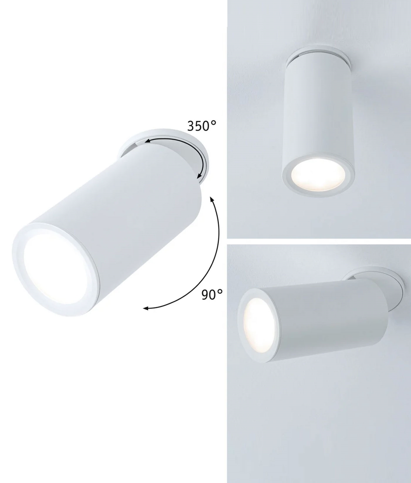 Semi-Recessed LED Black Cylinder Adjustable Spotlight