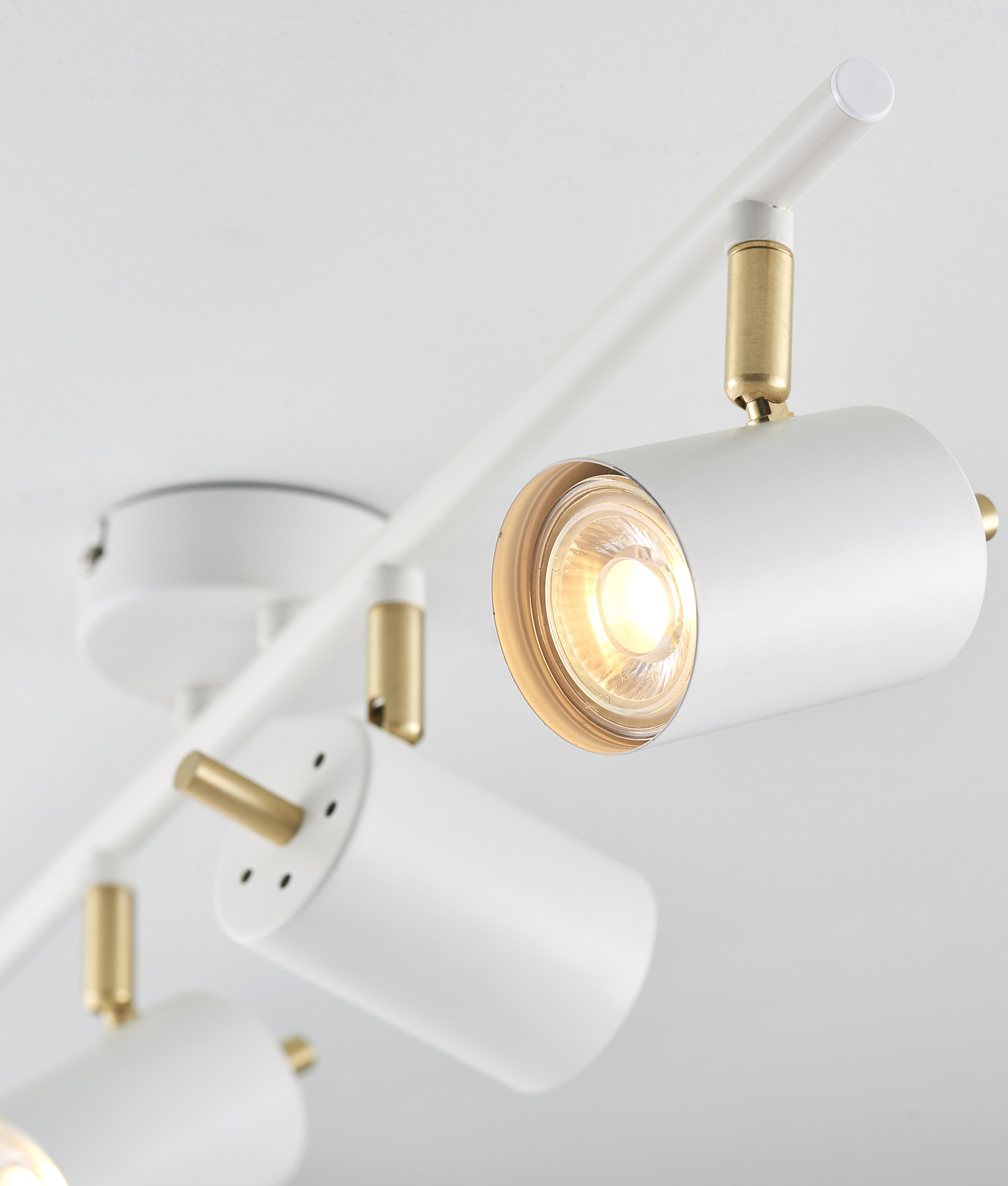 White & Satin Gold LED 4 Lamp Spotlight Bar