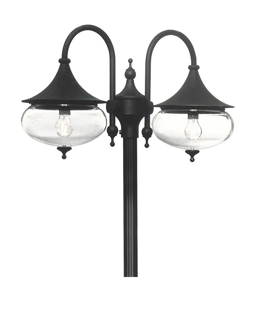 Double Lantern Clear Glass Modern Lamppost Light