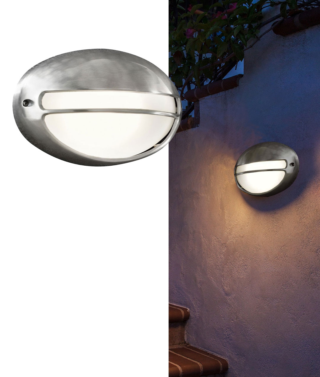 Oval Outdoor Wall Light with Eyelid Design for E27 Lamps
