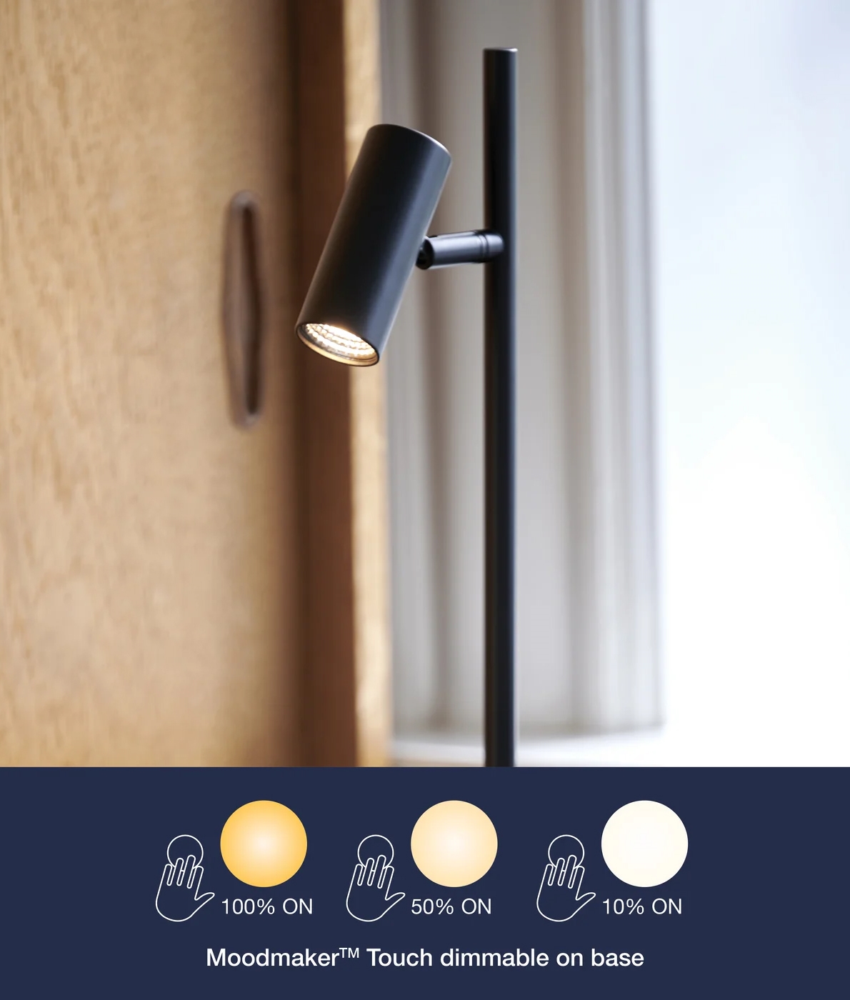 Slim Cylindrical Tube LED Table Lamp in White or Black - Dimmable