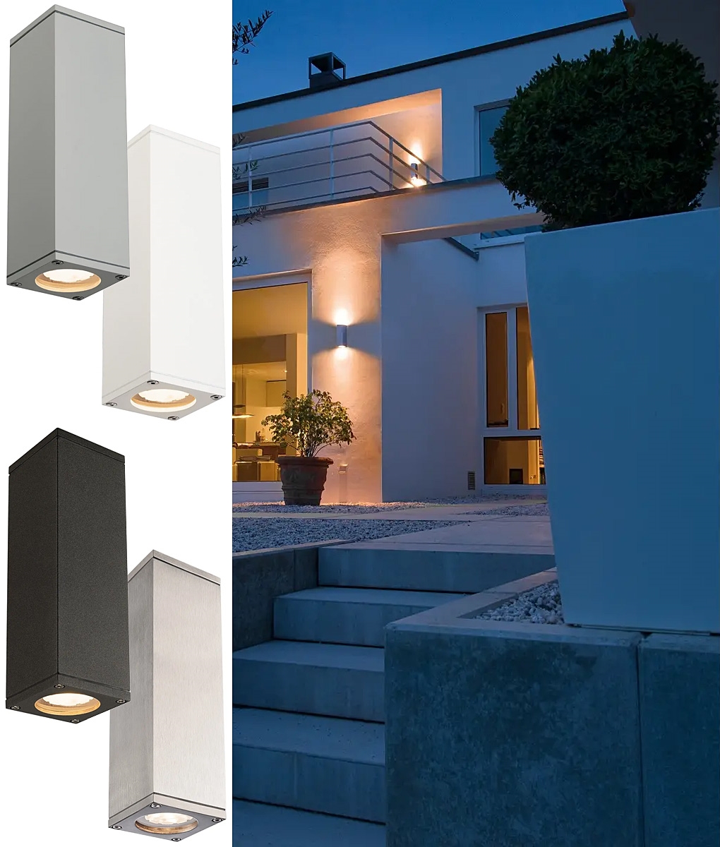 Long Boxed Rectangular Up & Down IP44 Outdoor Wall Light