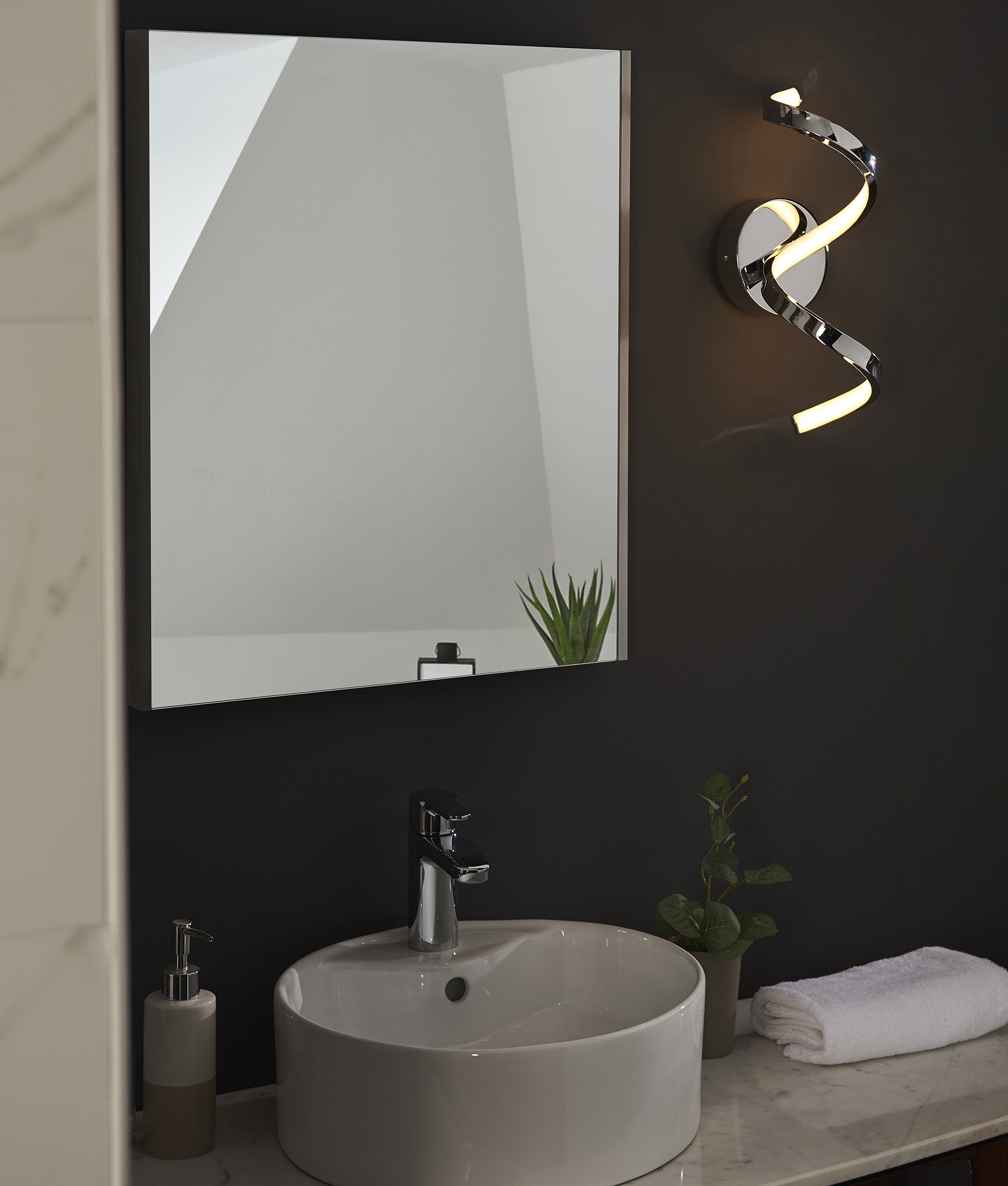 IP44 Unusual Contemporary LED Swirl Wall Light