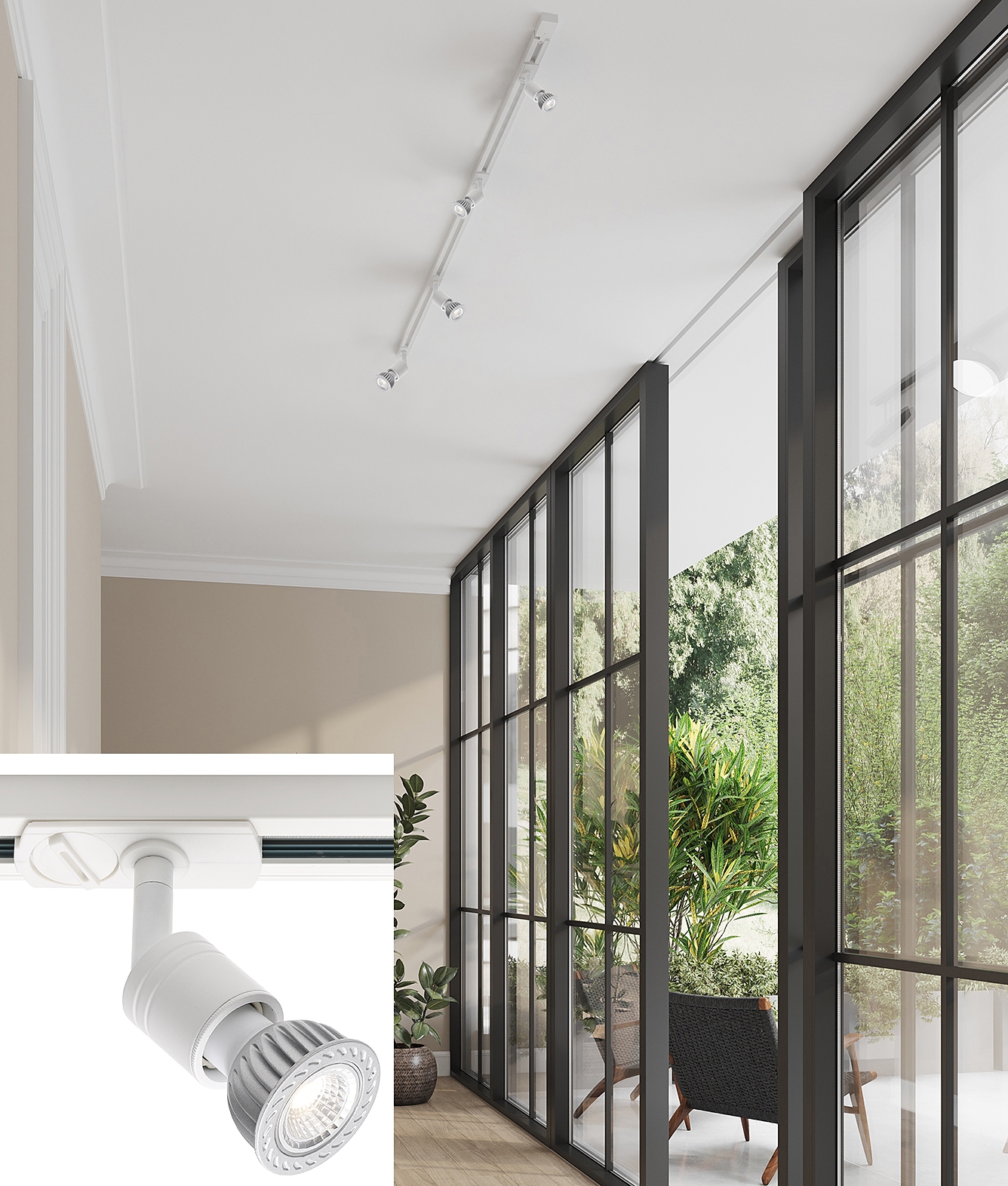 Simple Design Adjustable White GU10 Track Spotlight