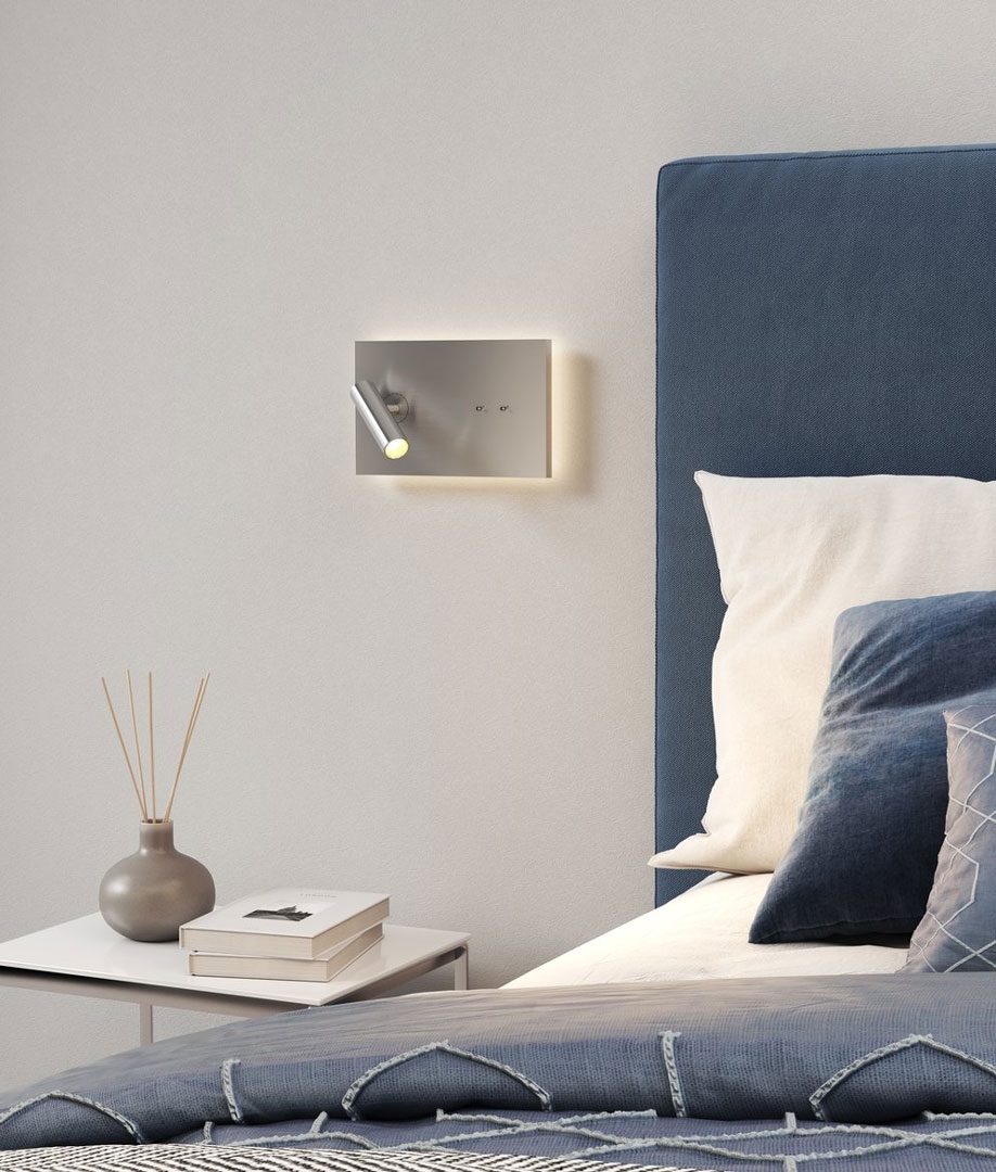 Backlit Bedside Wall Light with Adjustable Reading Light