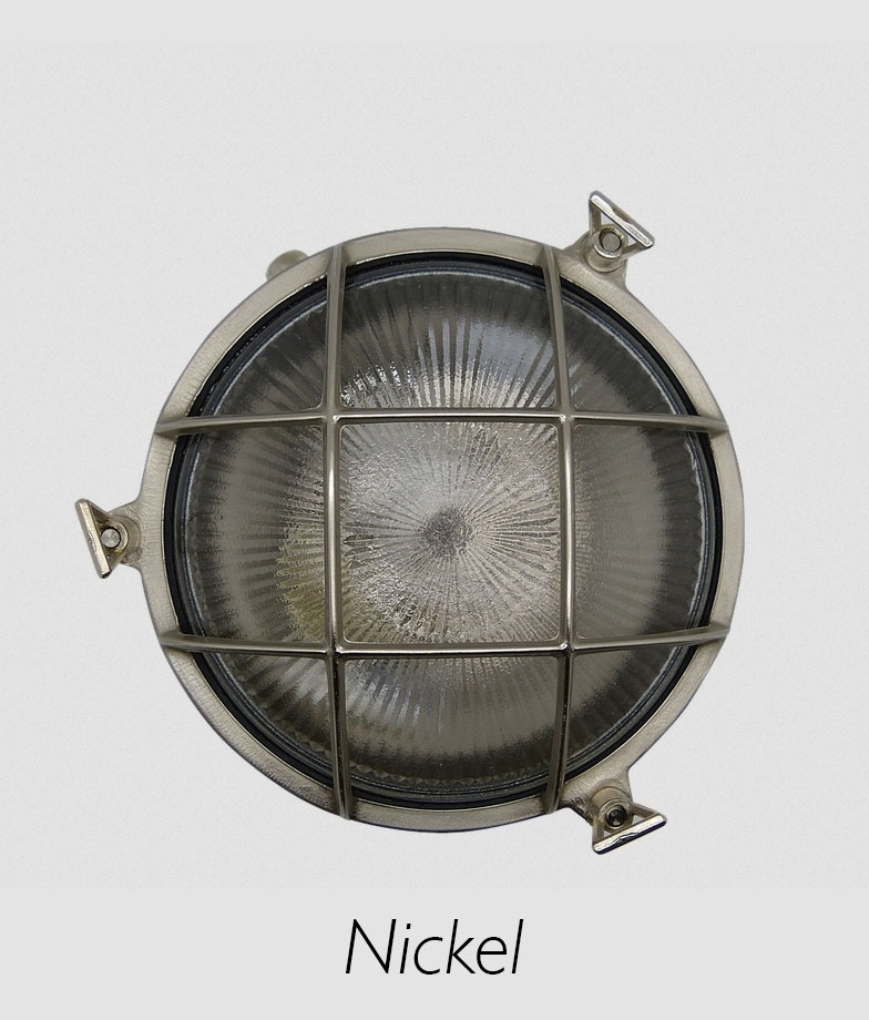 Marine Brass Bulkhead Wall Light with Caged Detail