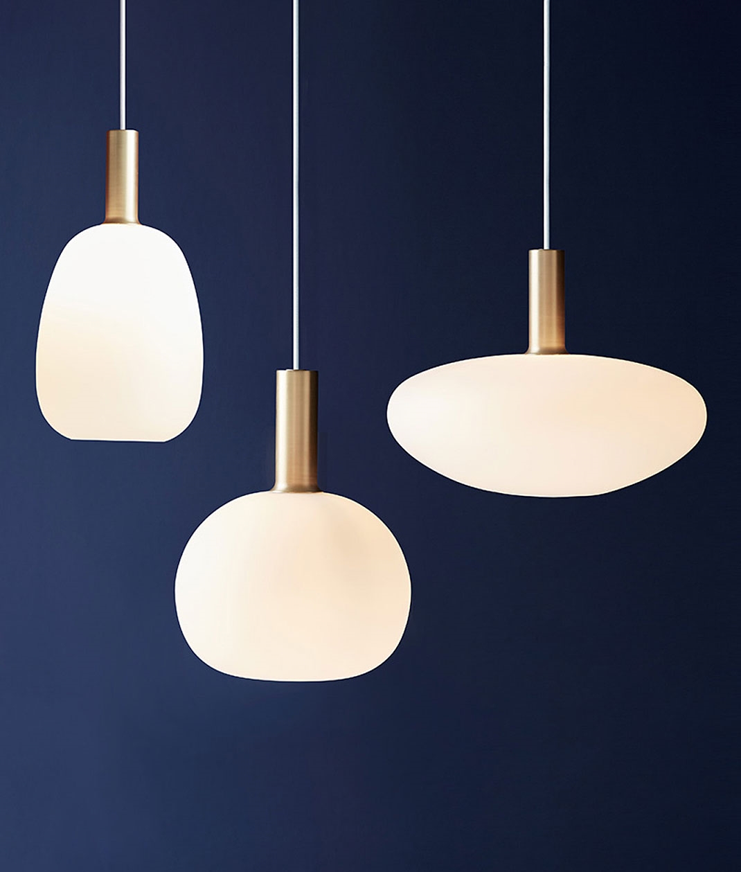 White Opal Glass Ceiling Light with Black & Brass Fixing