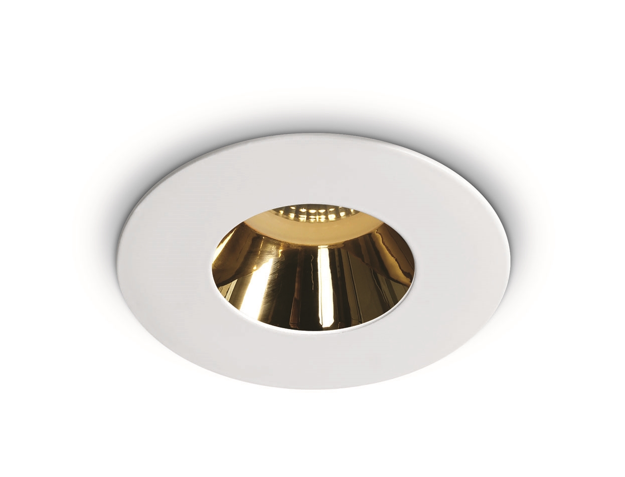 One Light 10105MD/W/GL WHITE GU10 10W GOLD REFLECTOR DARK LIGHT