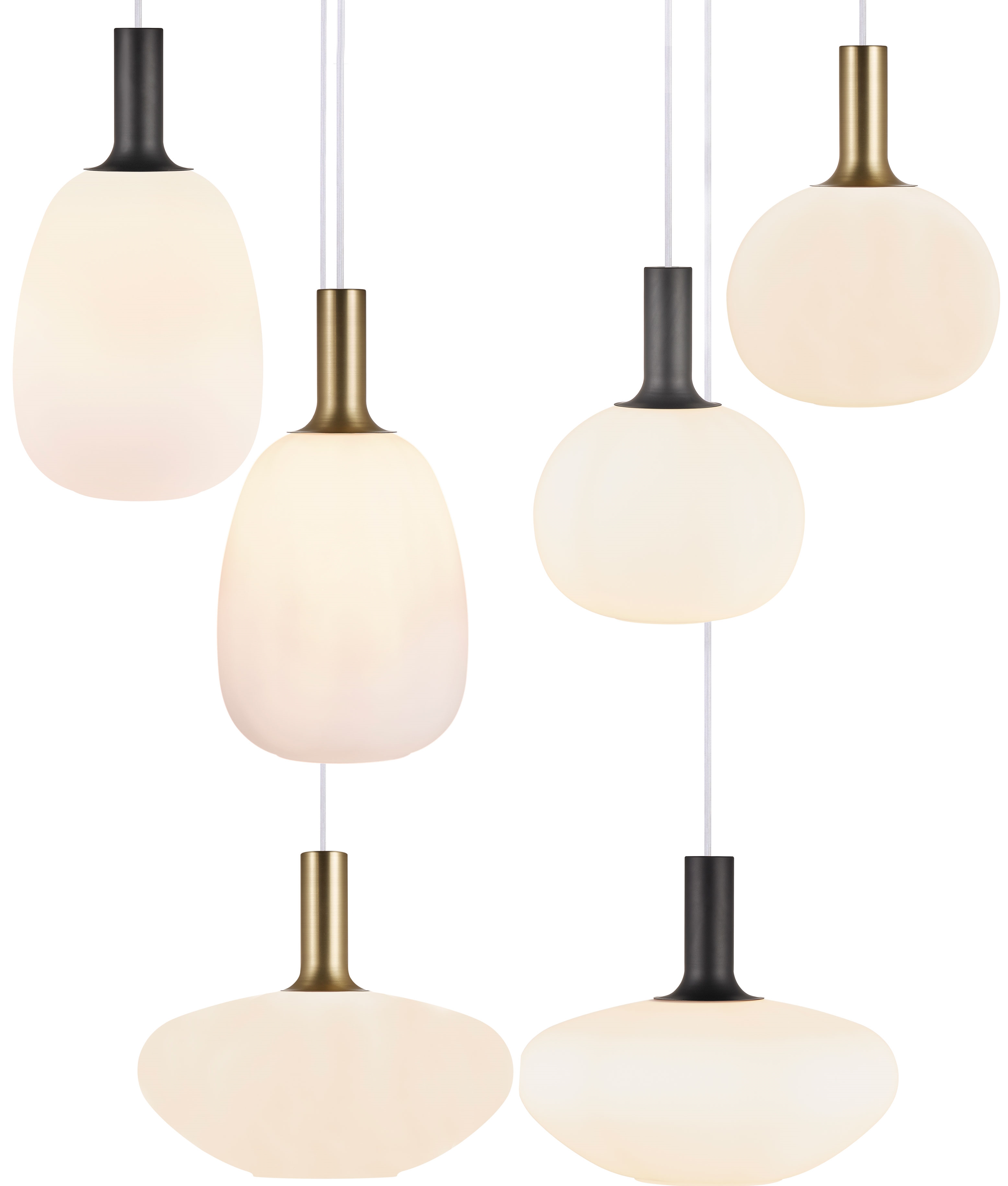 White Opal Glass Ceiling Light with Black & Brass Fixing