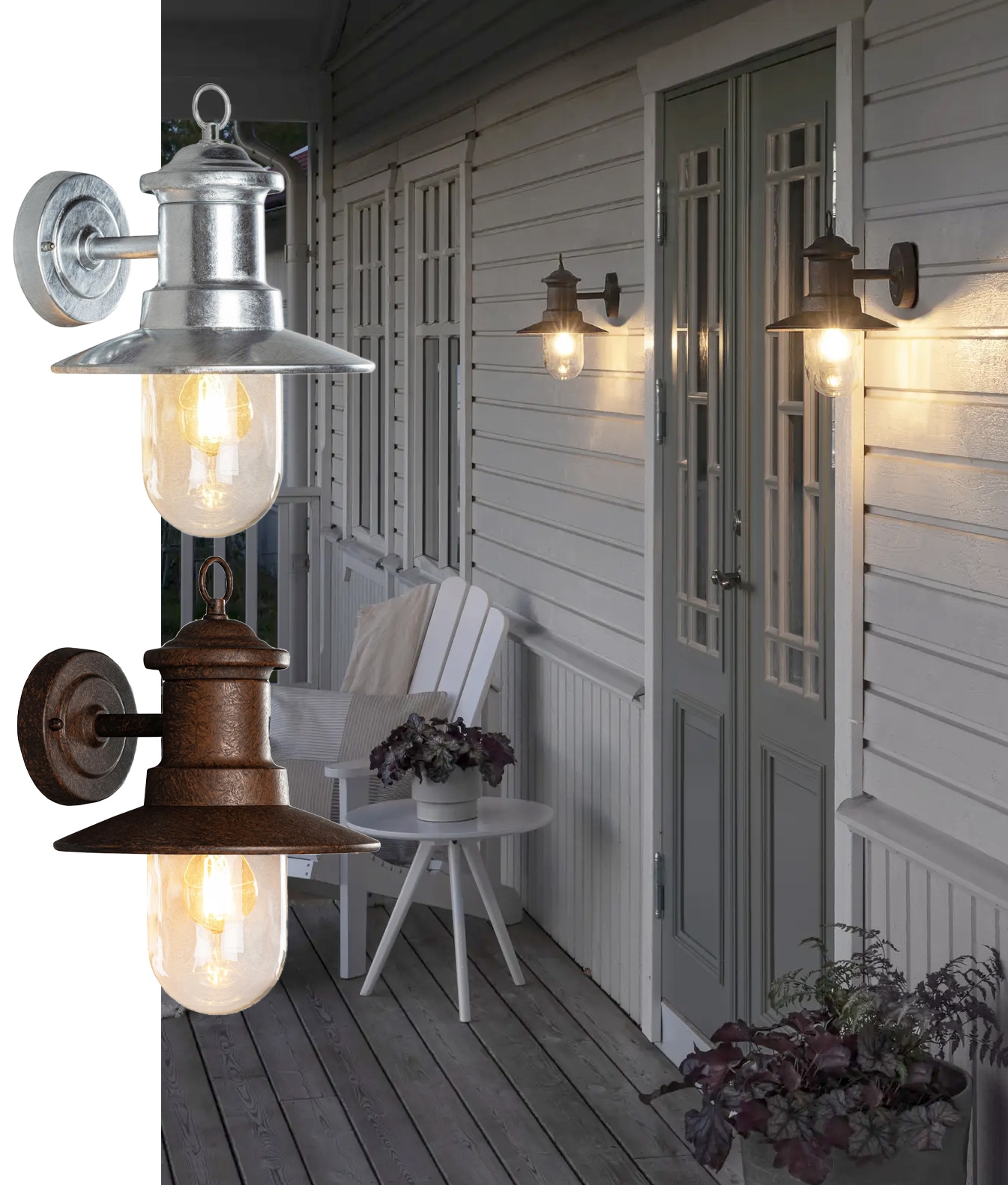 Exterior Fisherman Clear Glass Lantern IP44 - 2 Finishes