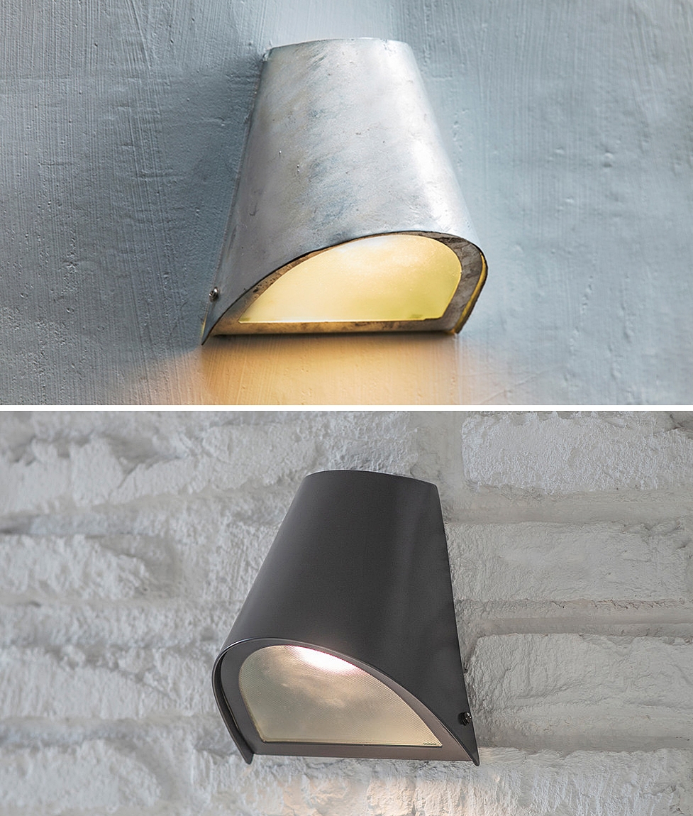 IP44 Outdoor Industrial Flush Wall Light - Galvanised Steel or Carbon