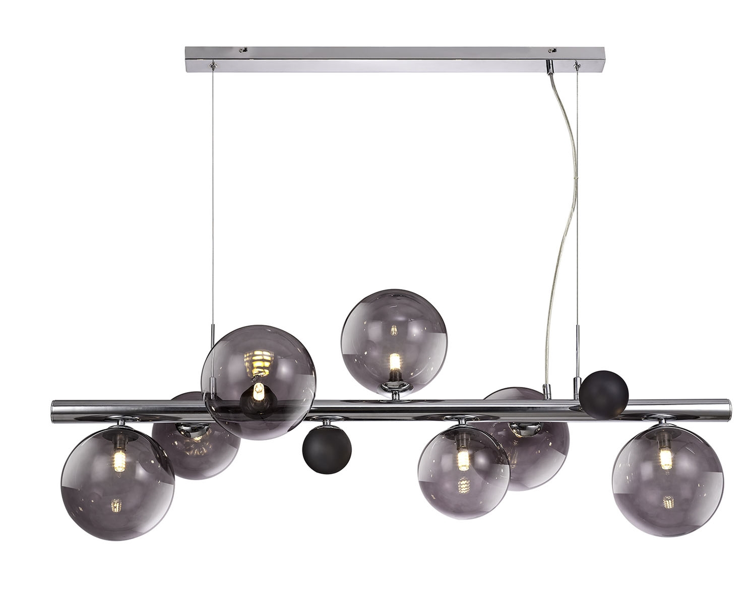 Paolo Linear Pendant - 7 x G9 - Polished Chrome - Smoked Glass