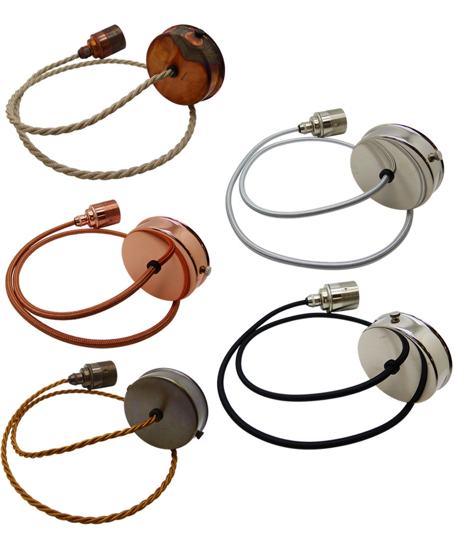 1 Metre Pendant Flex and Ceiling Rose for E27 Bulb