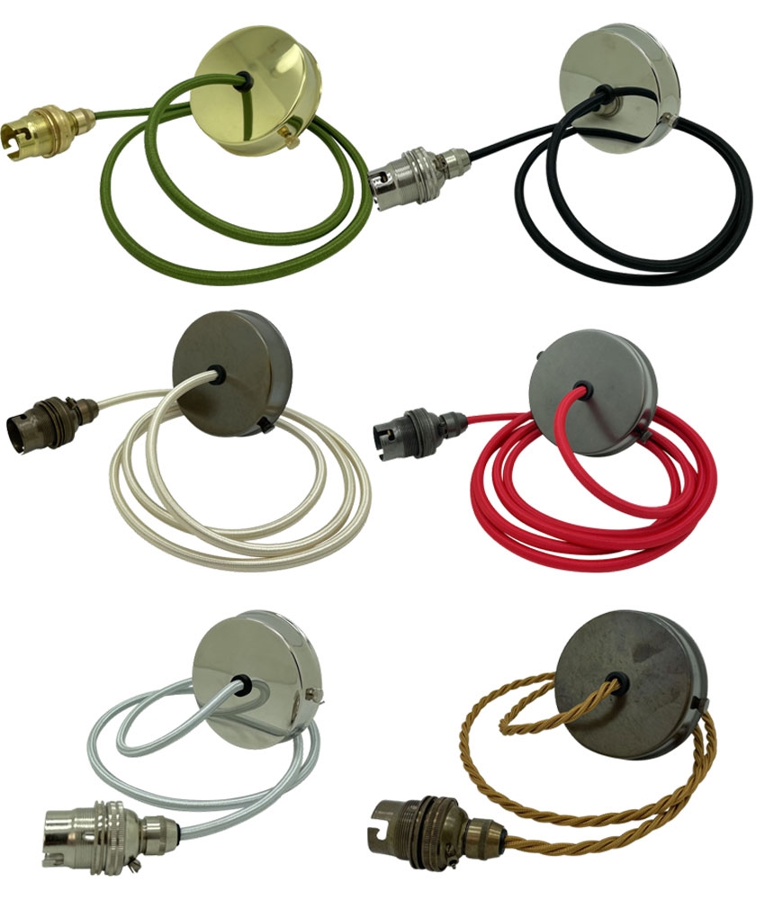 1 Metre Flex Pendant with Ceiling Rose for Bayonet Bulb