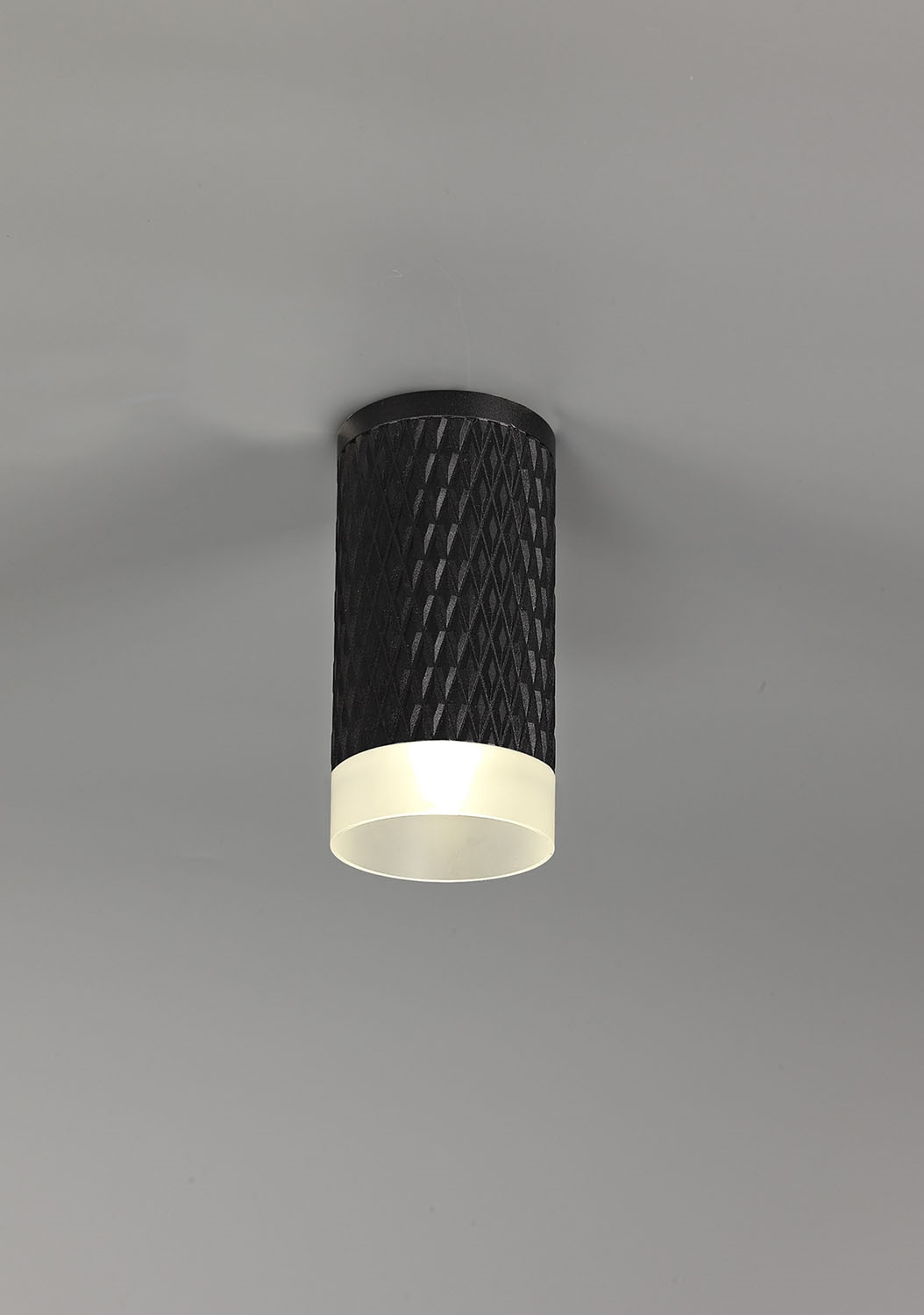 Piper 1 Light 11cm Surface Mounted Ceiling GU10 - Sand Black & Acrylic Ring